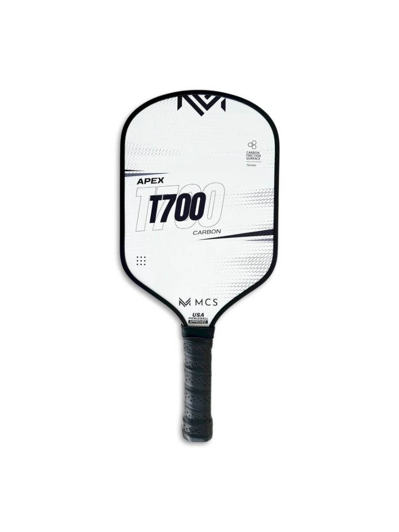 MCS Pickleball Paddle Black White Apex T700 Carbon Fiber Power Drive ...