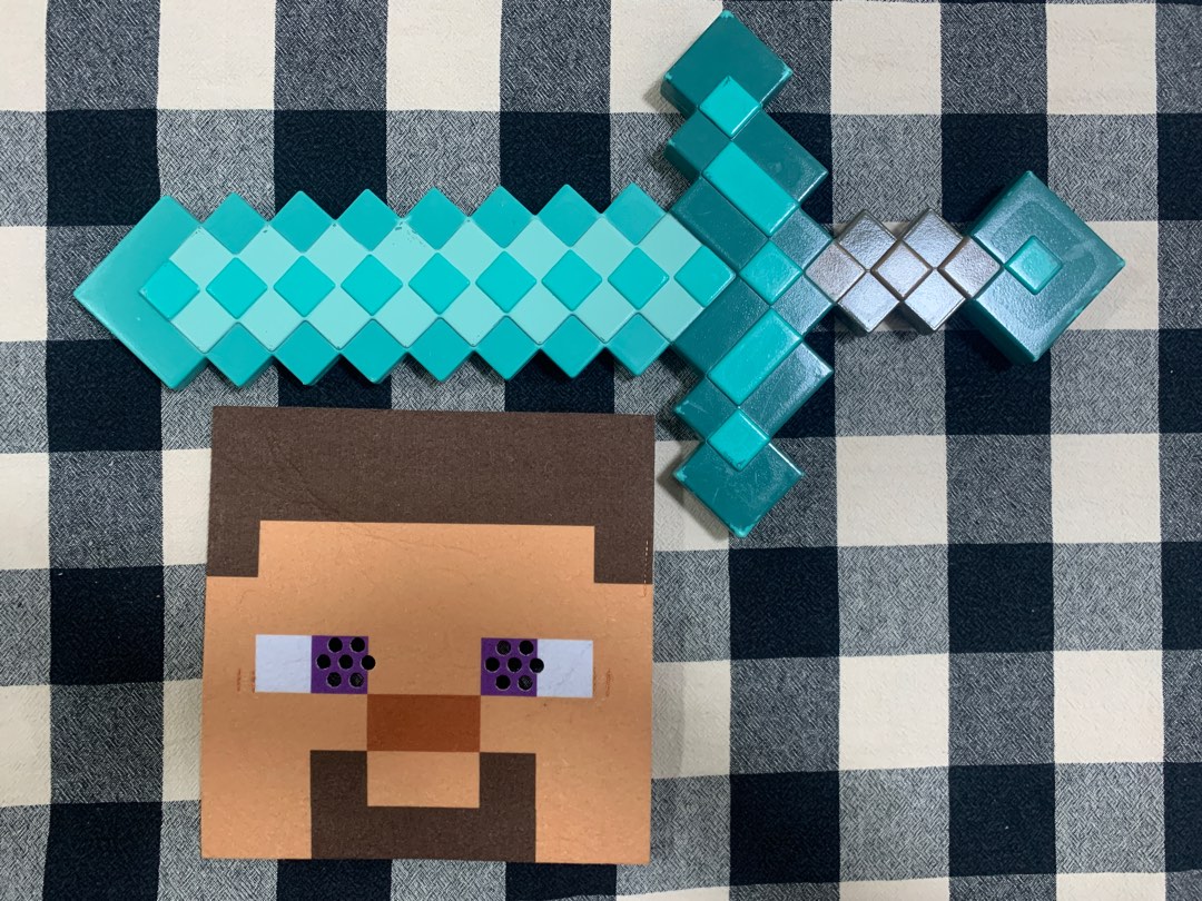 Minecraft Steve Head and Diamond Sword, Hobbies & Toys, Toys & Games on ...
