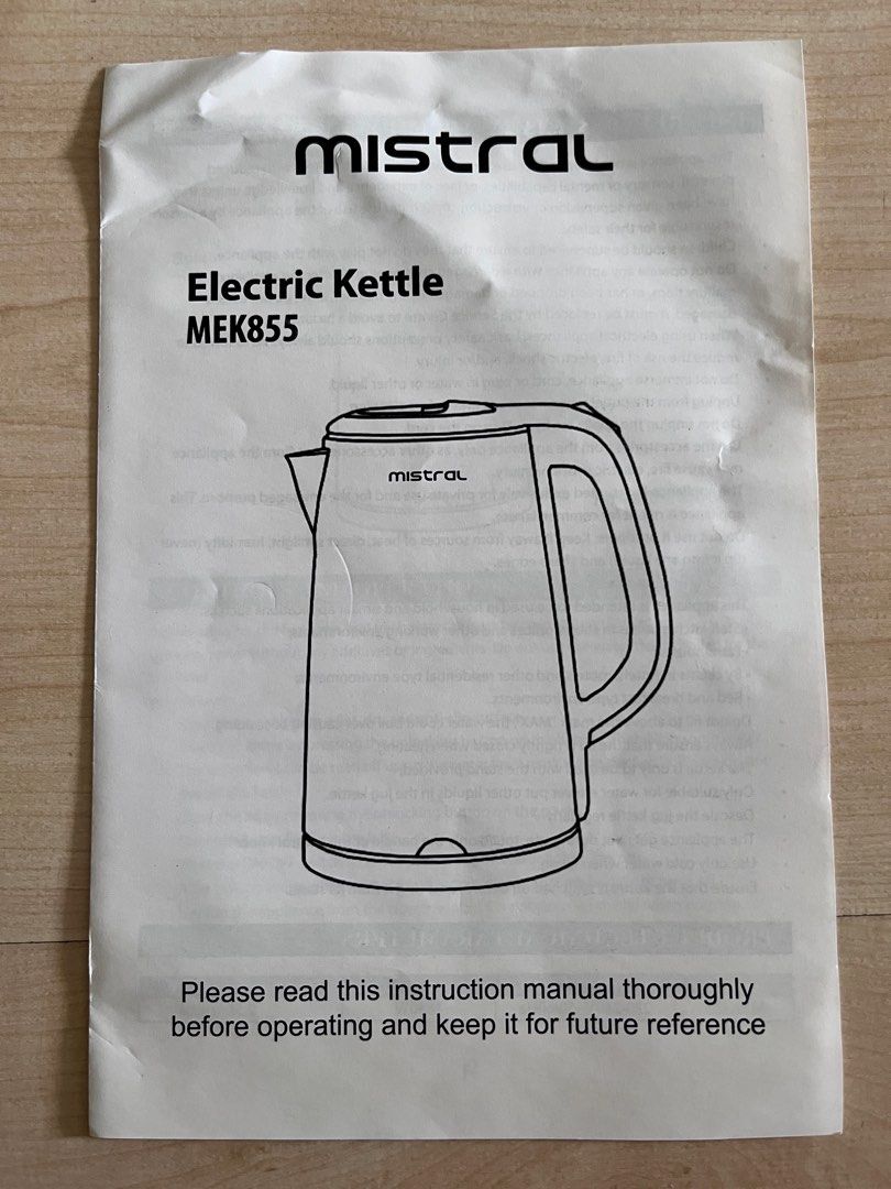 Mistral Electric Kettle MEK855, TV & Home Appliances, Kitchen ...