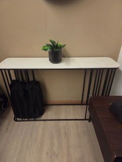 Modern Entryway Console Table | Sintered Stone Top | Golden Frame ...