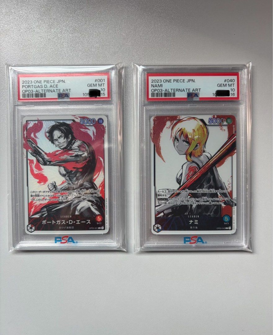 One Piece OP03 AA Leaders Nami / Ace PSA 10 Seq Set, Hobbies & Toys ...