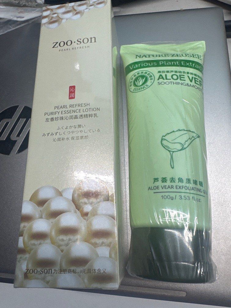 Pearl essence lotion and Aloe Vera Exfoliating Gel, Beauty & Personal ...