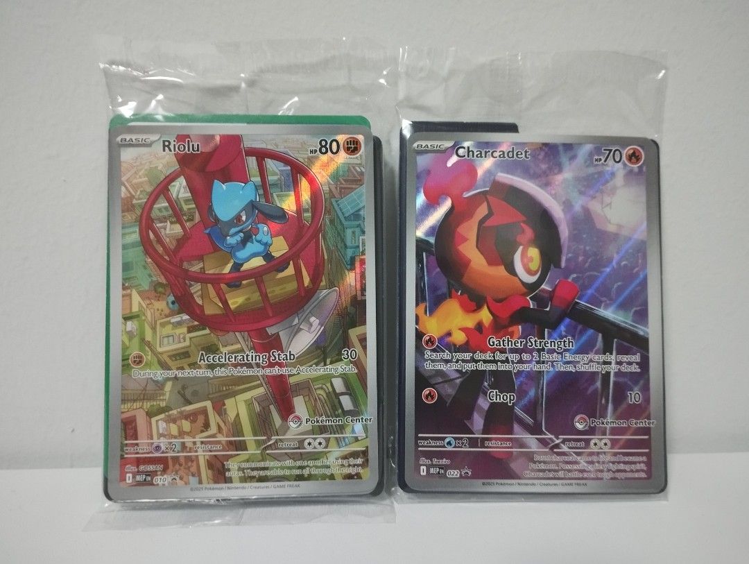 Pokemon Center Exclusive Stamped ETB Promos Charcadet & Riolu, Hobbies ...