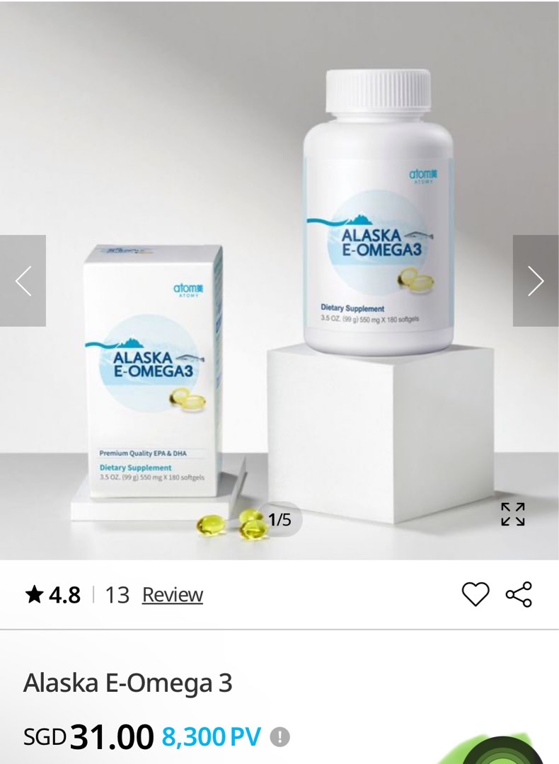 Pre-order (Atomy Alaska E-Omega 3), Health & Nutrition, Health ...