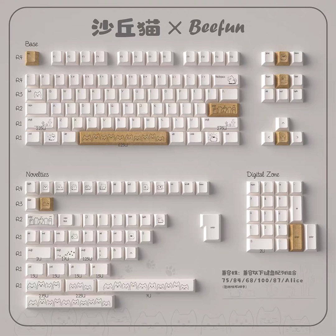 Sand Dune Cat x Beefun PBT Keycap Set, Computers & Tech, Parts ...