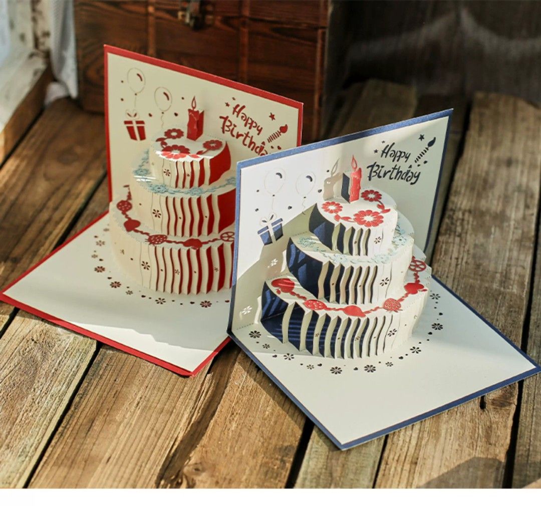 Simple Birthday cake pop up card, Hobbies & Toys, Art & Prints on Carousell