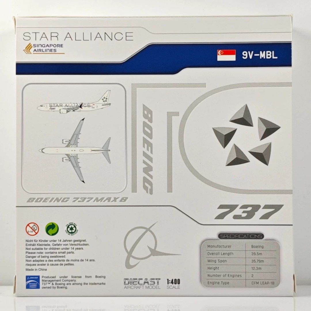 Singapore Airlines Star Alliance Livery | B737-8 | 9V-MBL | 1:200 Scale ...