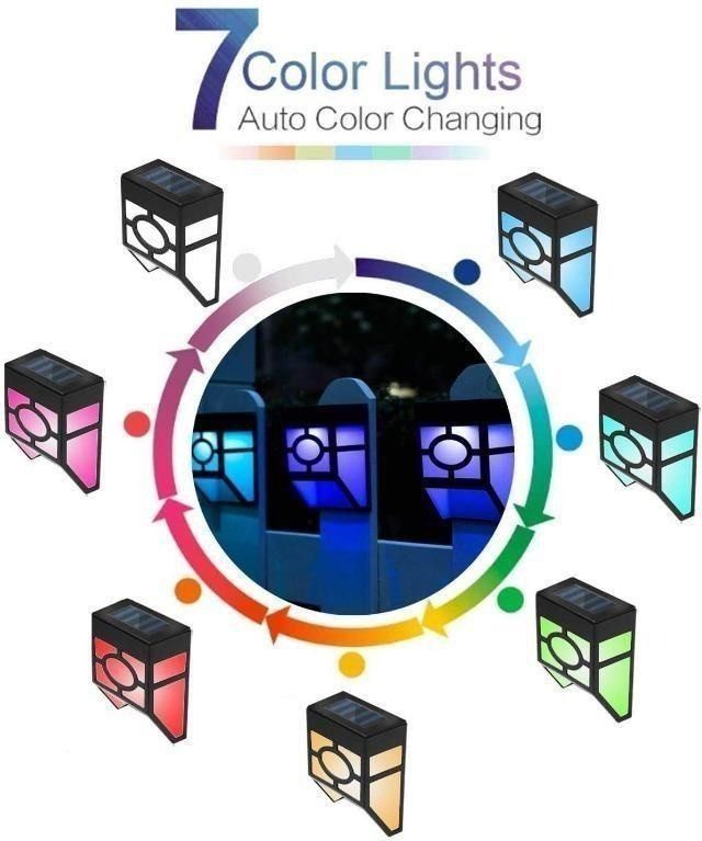 Solar Outdoor RGB Light, 8 Pack Outdoor Fence Light Warm White ...
