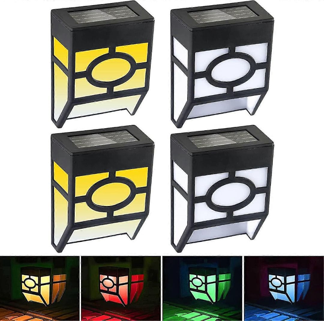 Solar Outdoor RGB Light, 8 Pack Outdoor Fence Light Warm White ...