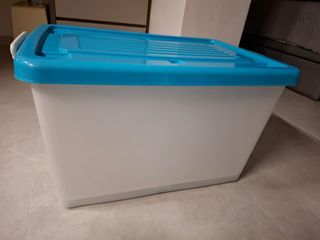 60L Grey Storage Box with Wheels, Furniture & Home Living, Home ...