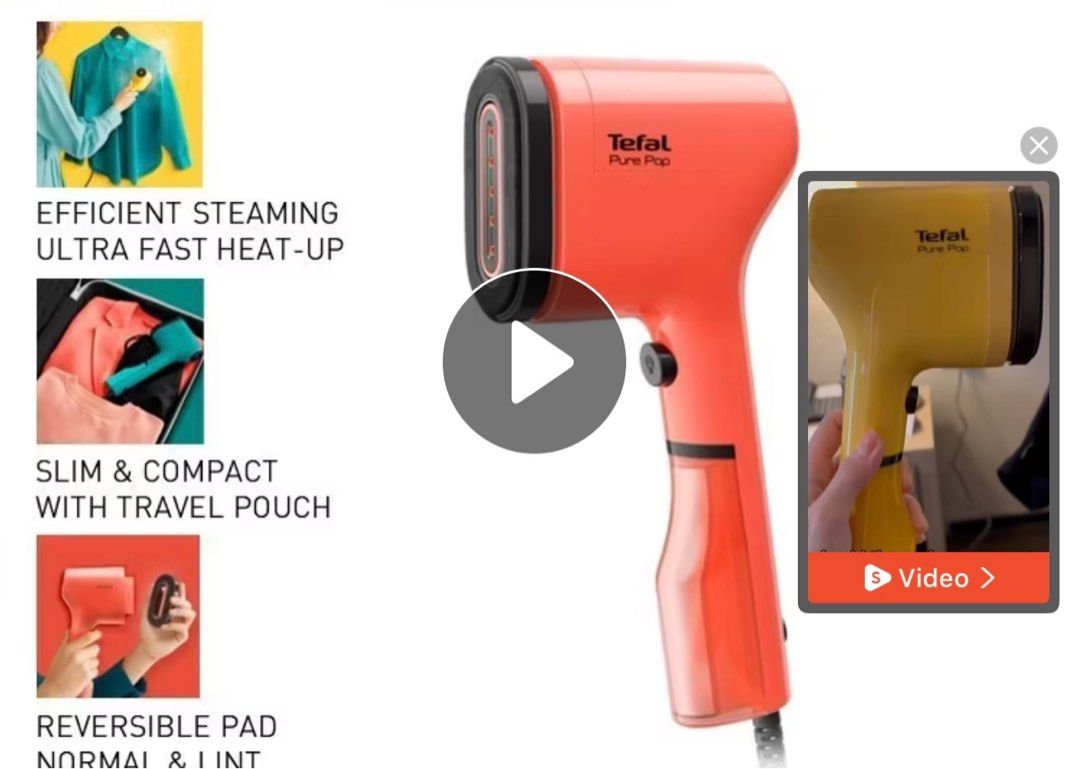 Tefal Pure Pop Handheld Steamer, TV & Home Appliances, Irons & Steamers ...
