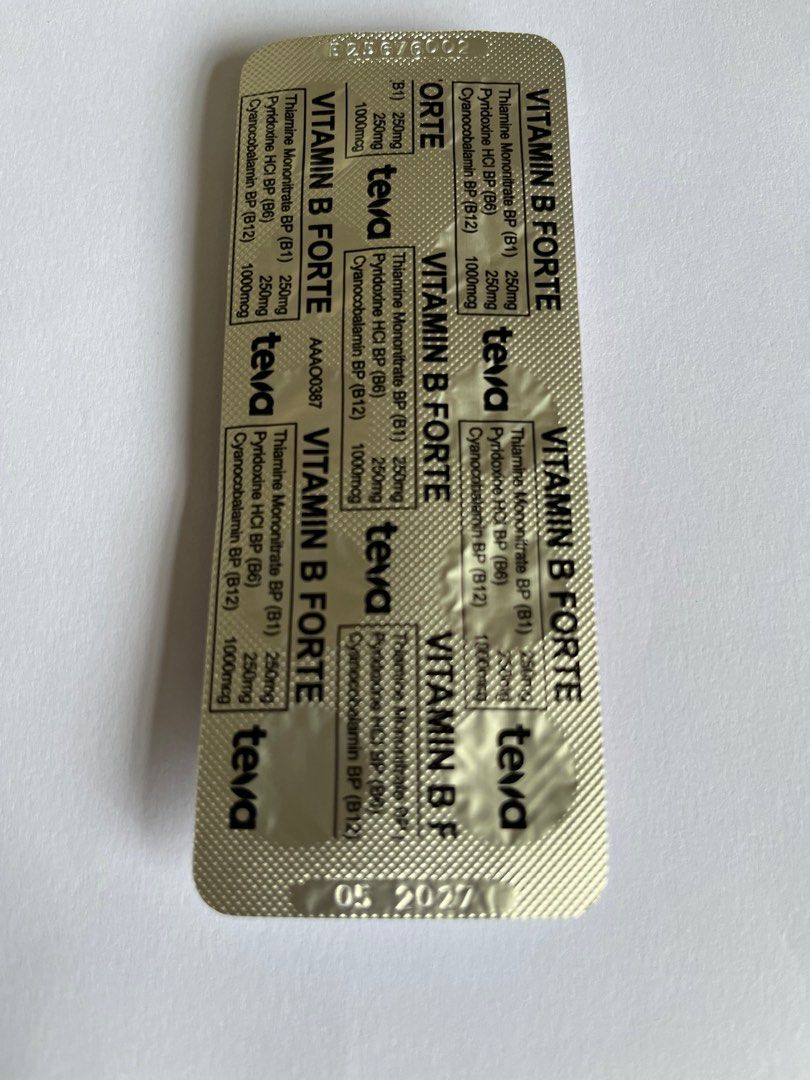 Teva Vitamin B Forte Supplement (B1, B6 and B12), Health & Nutrition ...