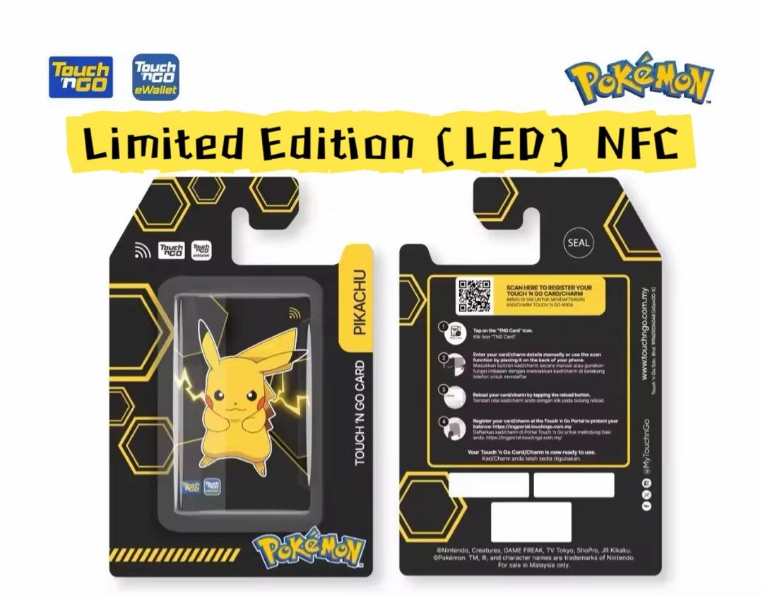 Touch n Go Pokemon Special Edition LED Card Pikachu Support NFC topup ...