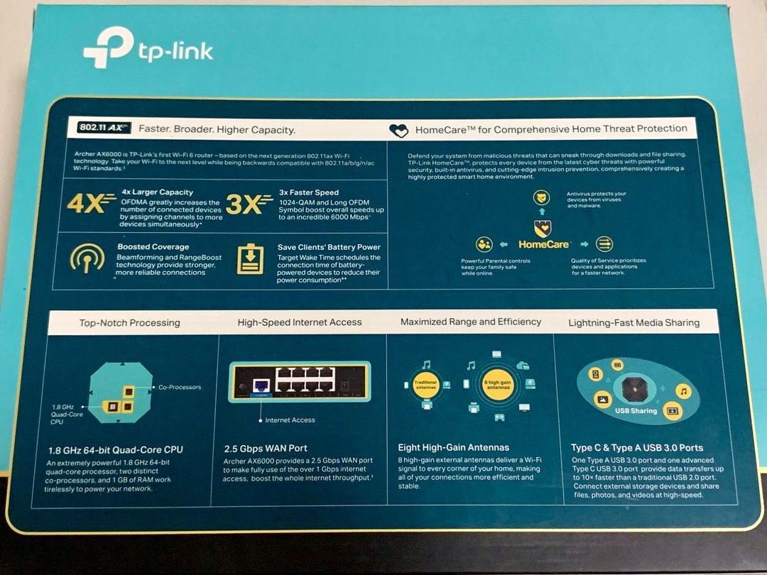 TP-Link Archer AX6000 Next-Gen WiFi 6 Router, Computers & Tech, Parts ...