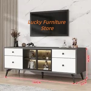 TV Console💥💥Black TV Cabinet/Wire Hole Design TV Stand/TV Table ...