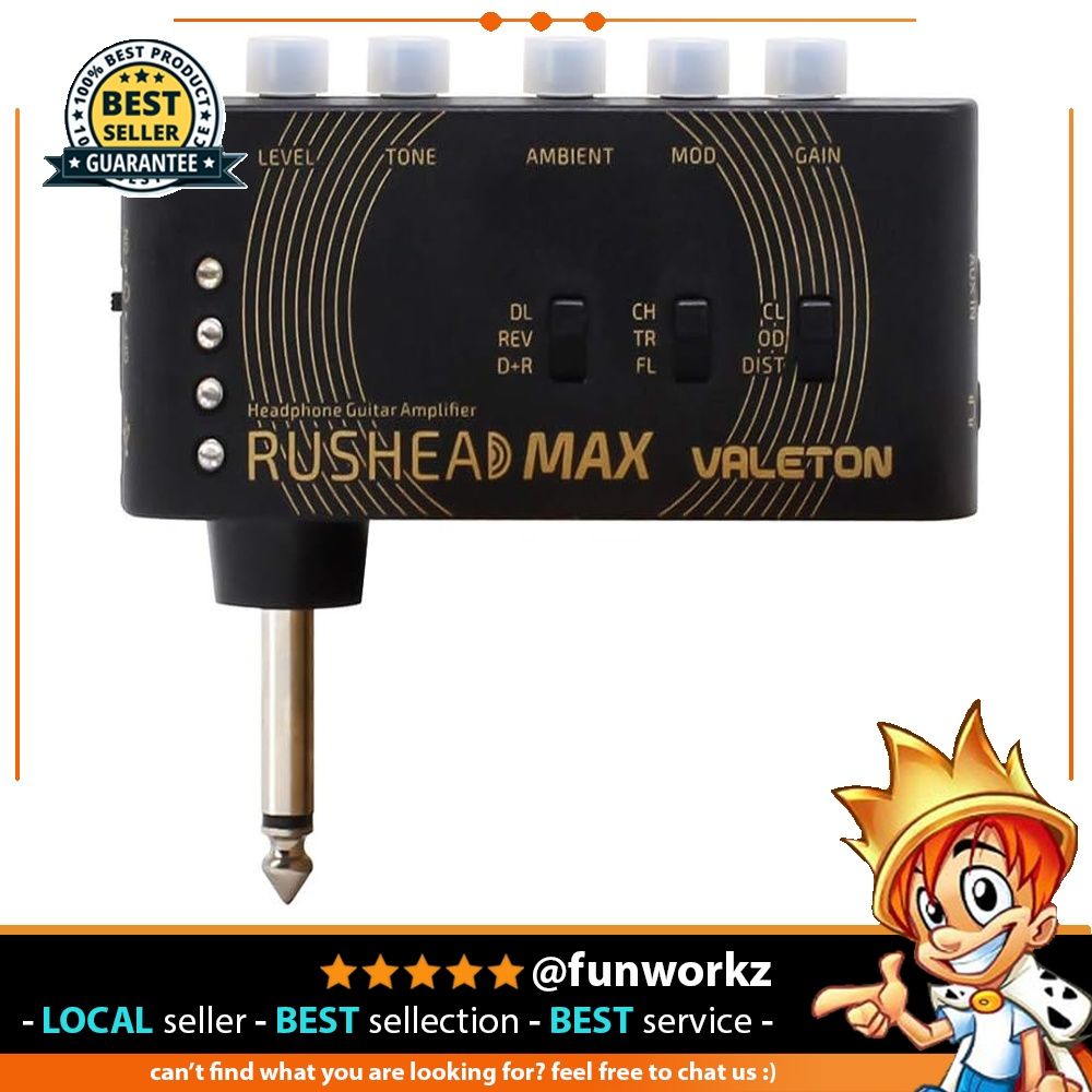 Valeton Rushead Max USB Chargable Portable Pocket Guitar Bass Headphone ...