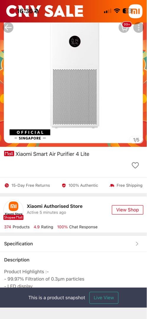 Xiaomi Smart Air Purifier 4 Lite - Official Store, TV & Home Appliances ...