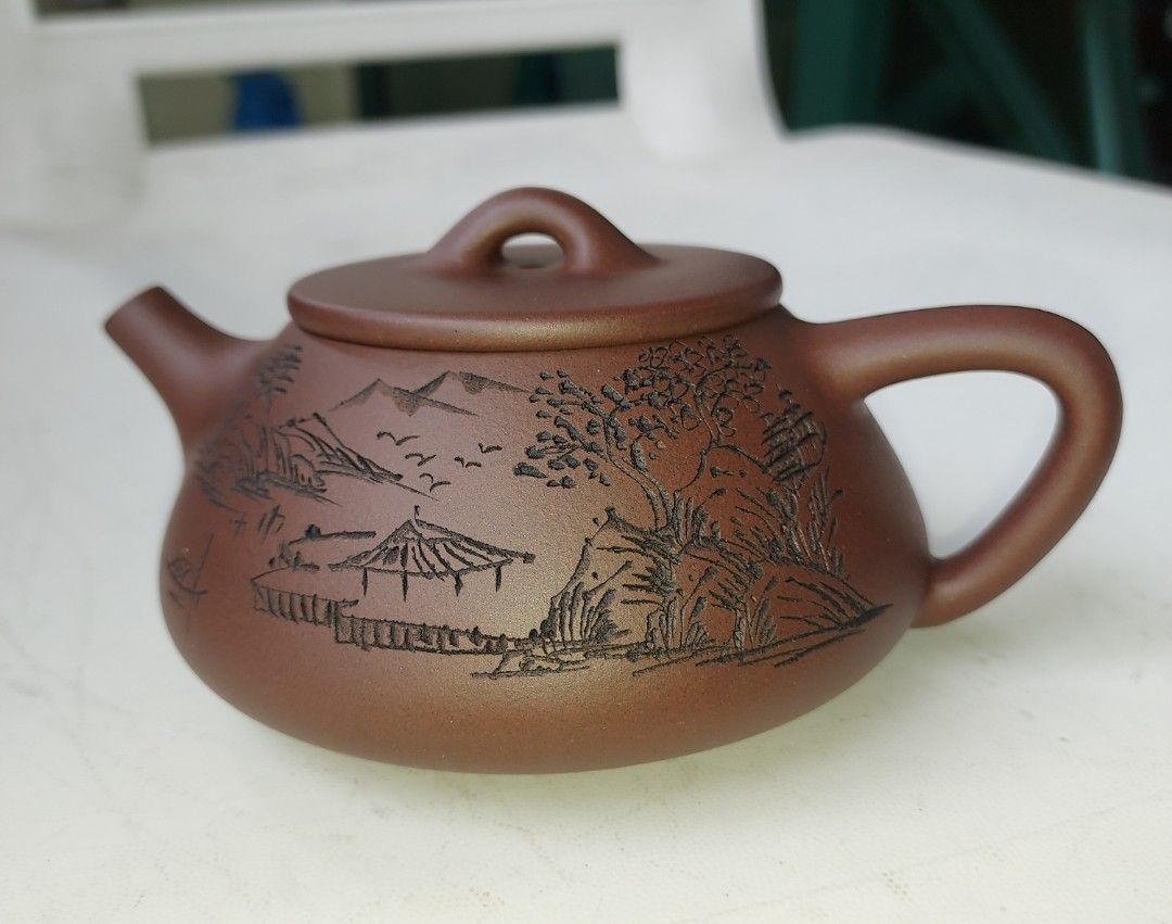 Yixing Zisha Teapot with Landscape Engraving, Hobbies & Toys, Art ...