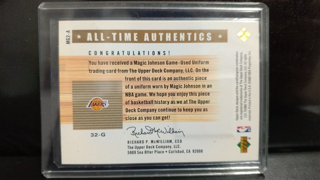 2002 UD Generations All-Time Authentics Magic Johnson, Hobbies & Toys ...