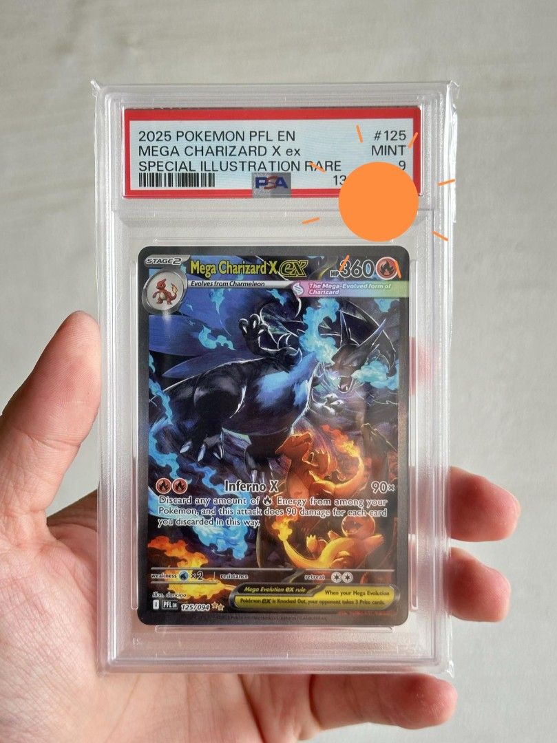 Mega Charizard X EX PSA 9 Phantasmal Flames #125 SIR Pokemon Slab ...