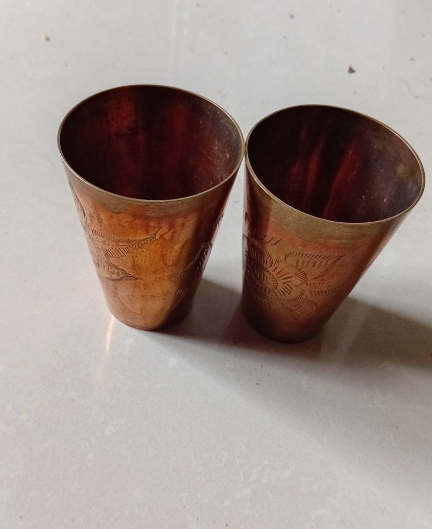2 Gelas kuningan made in india, Antik, Lainnya di Carousell