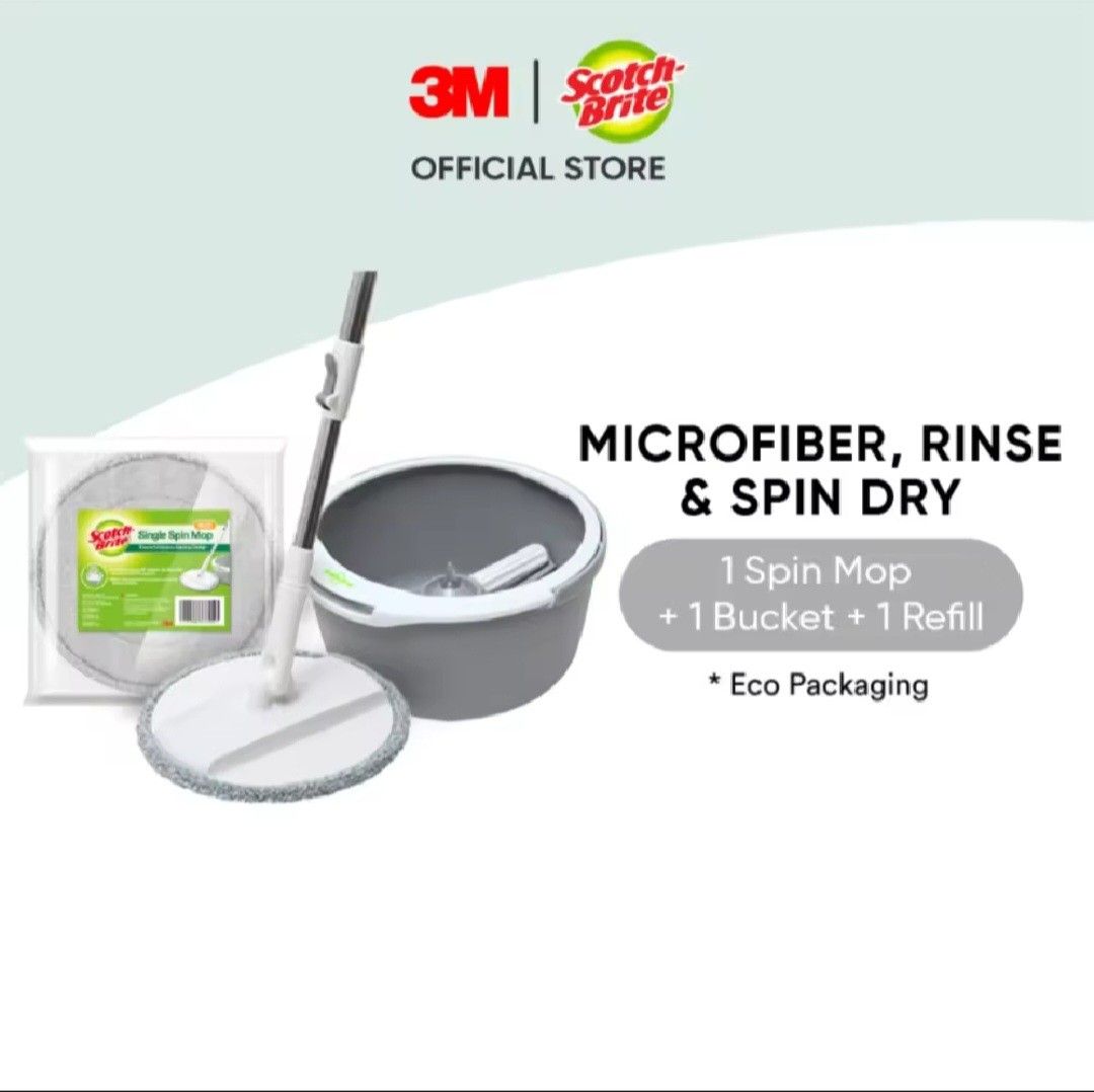 3M Scotch-Brite Spin Mop Set, Furniture & Home Living, Cleaning ...