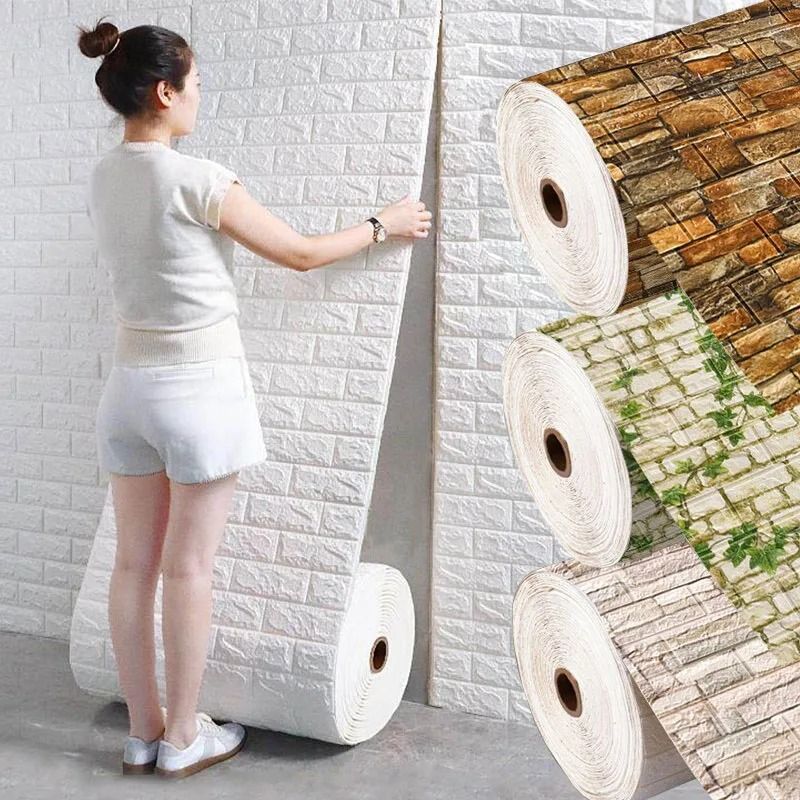 70cm*1m 3D Brick Pattern Wall Panels Wallpaper DIY Waterproof for ...