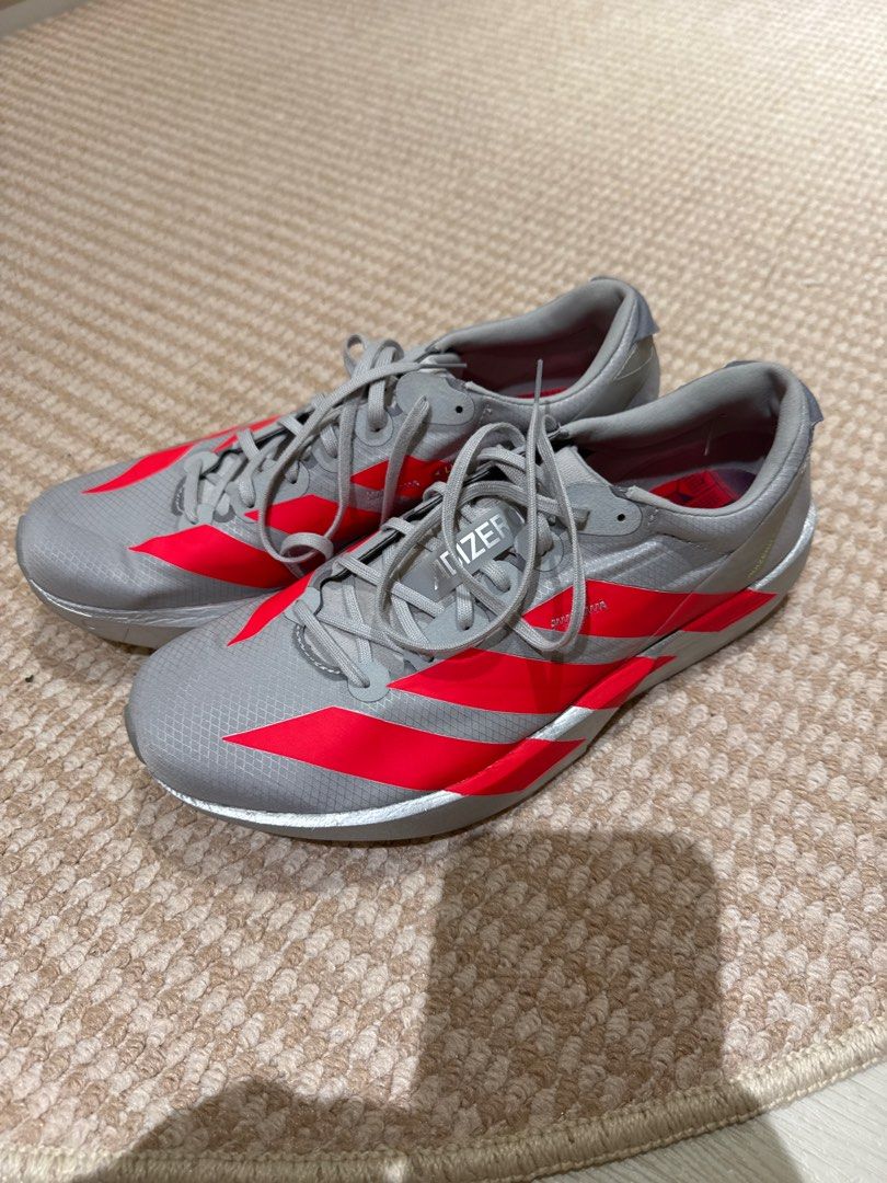 Adidas Adizero Adios 9 Running Shoes - Grey/Red - US 8.5, Men's Fashion ...