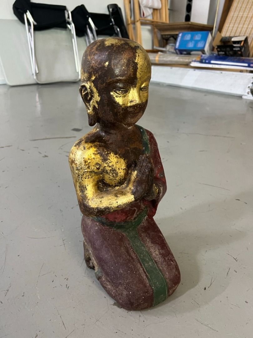 Antique Kneeling Monk Statue, Furniture & Home Living, Home Decor ...