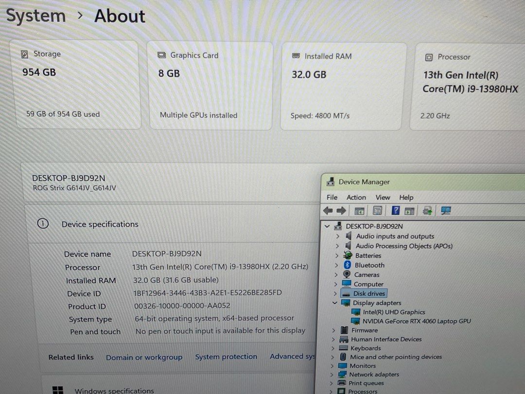 Asus rog strix scar laptop i9 13 gen 32gb ram rtx 4060, Computers ...