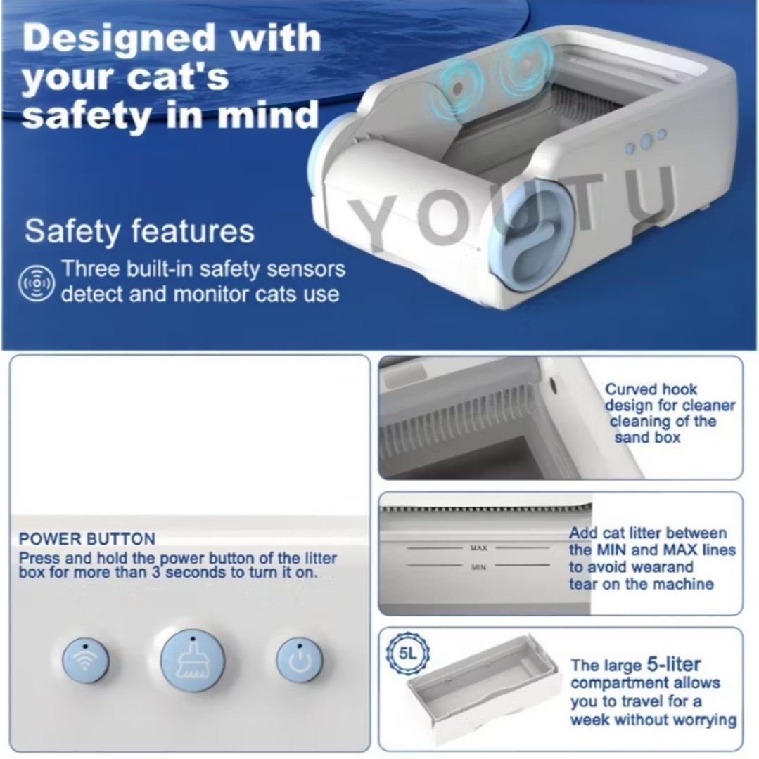 Automated Self-Cleaning Cat Litter Box, Pet Supplies, Homes & Other Pet ...