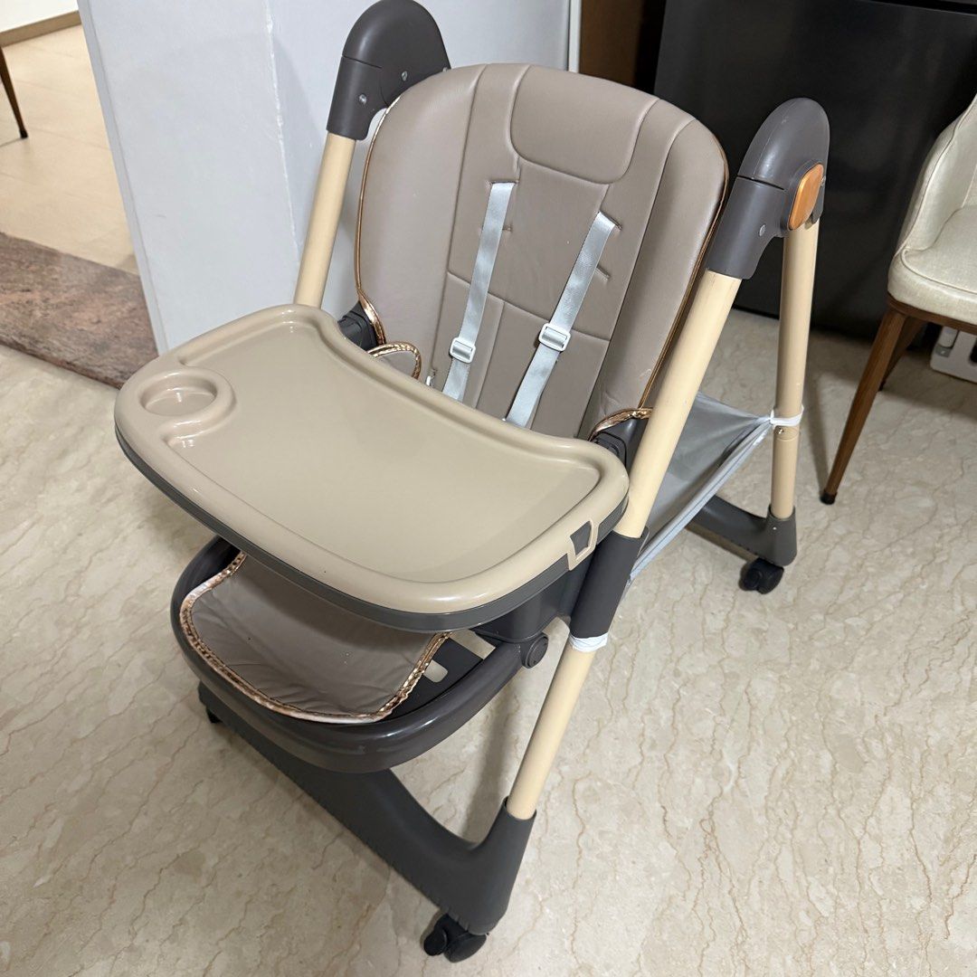 Baby / Infant / toddler High Chair with wheels, adjustable backrest ...