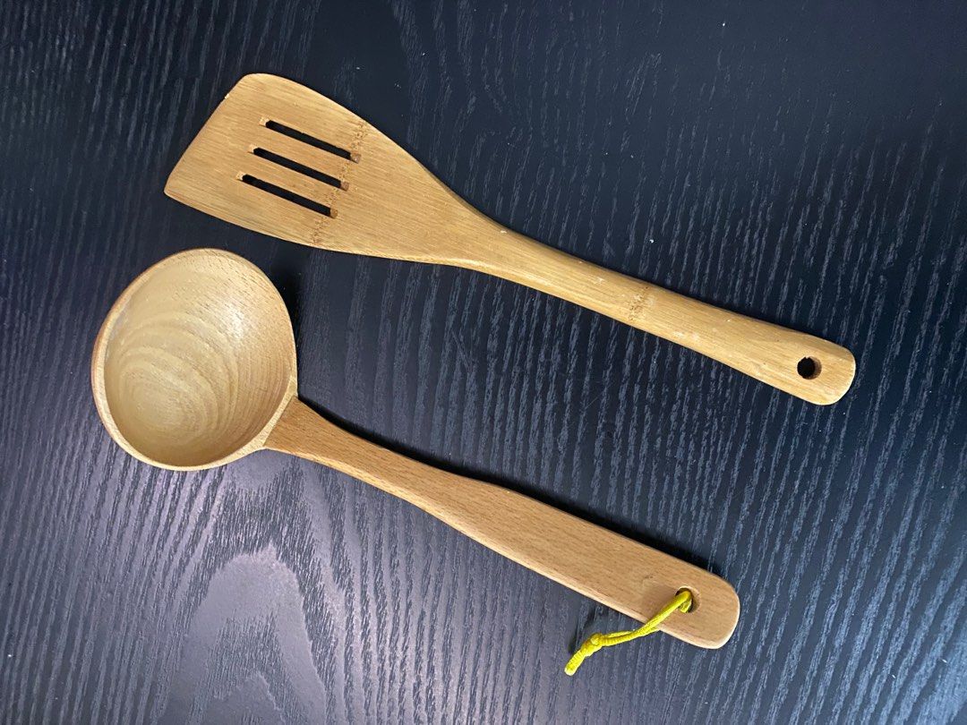 Bamboo Kitchen Cooking Utensils - Spatula, Ladle, Cutting/Chopping ...