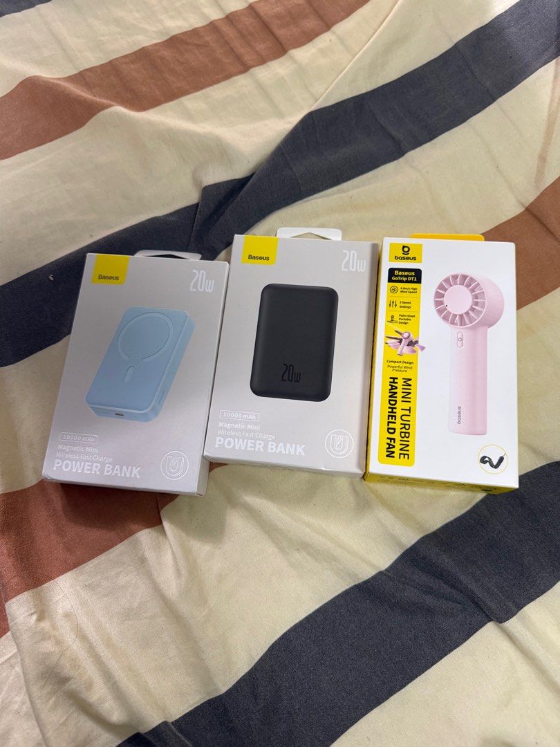Baseus Power Bank, Mini Fan & UGREEN Phone Holder 10k mAh 10000mAh ...
