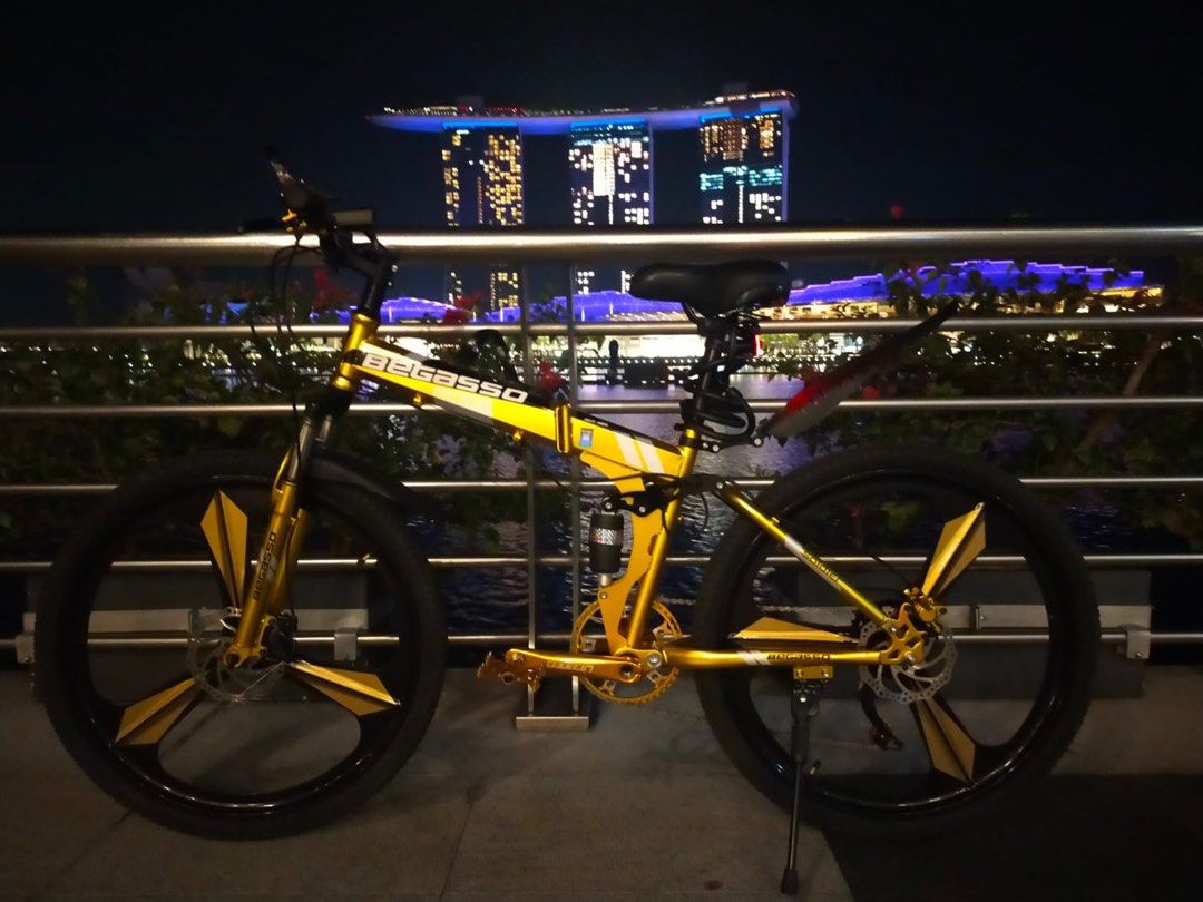 BEGASSOS Folding Mountain Bike - Gold, Sports Equipment, Bicycles & Parts, Bicycles on Carousell