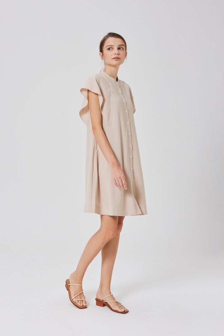 Our second nature OSN Beige ruffle Button-Up Dress in nude love bonito ...