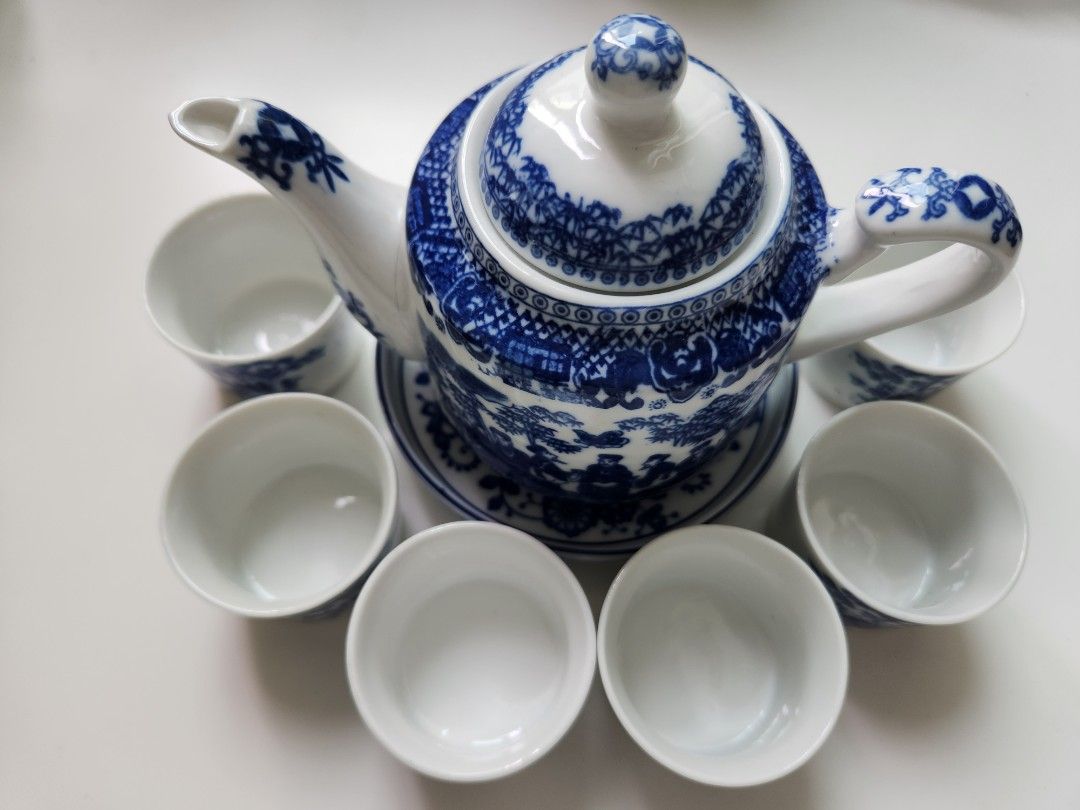 Blue and White Porcelain Tea Set, Furniture & Home Living, Kitchenware ...