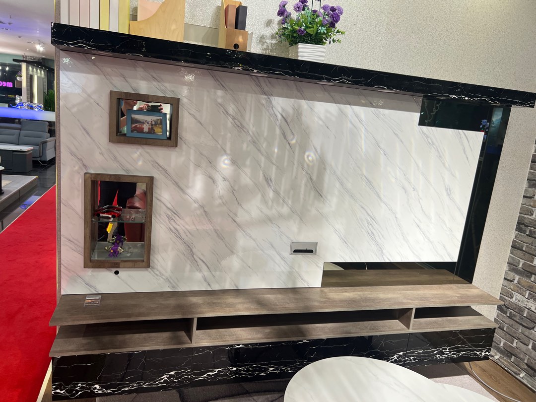 Cheapest 8 ft feature wall with tv console, Furniture & Home Living ...