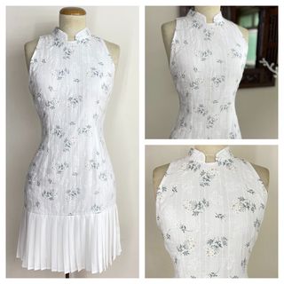 Red and White Checkered Cheongsam with B&W Polka Dots Trimmings, Women ...