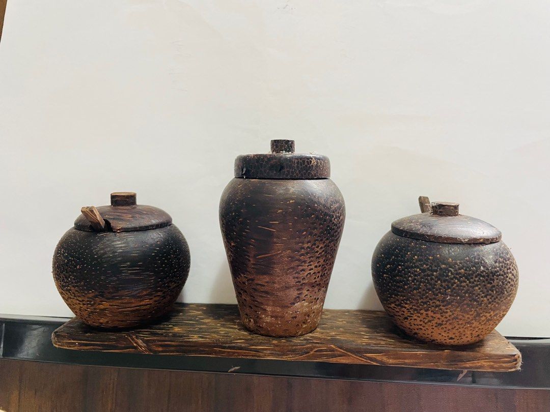 Coconut shell spice container, Furniture & Home Living, Kitchenware ...