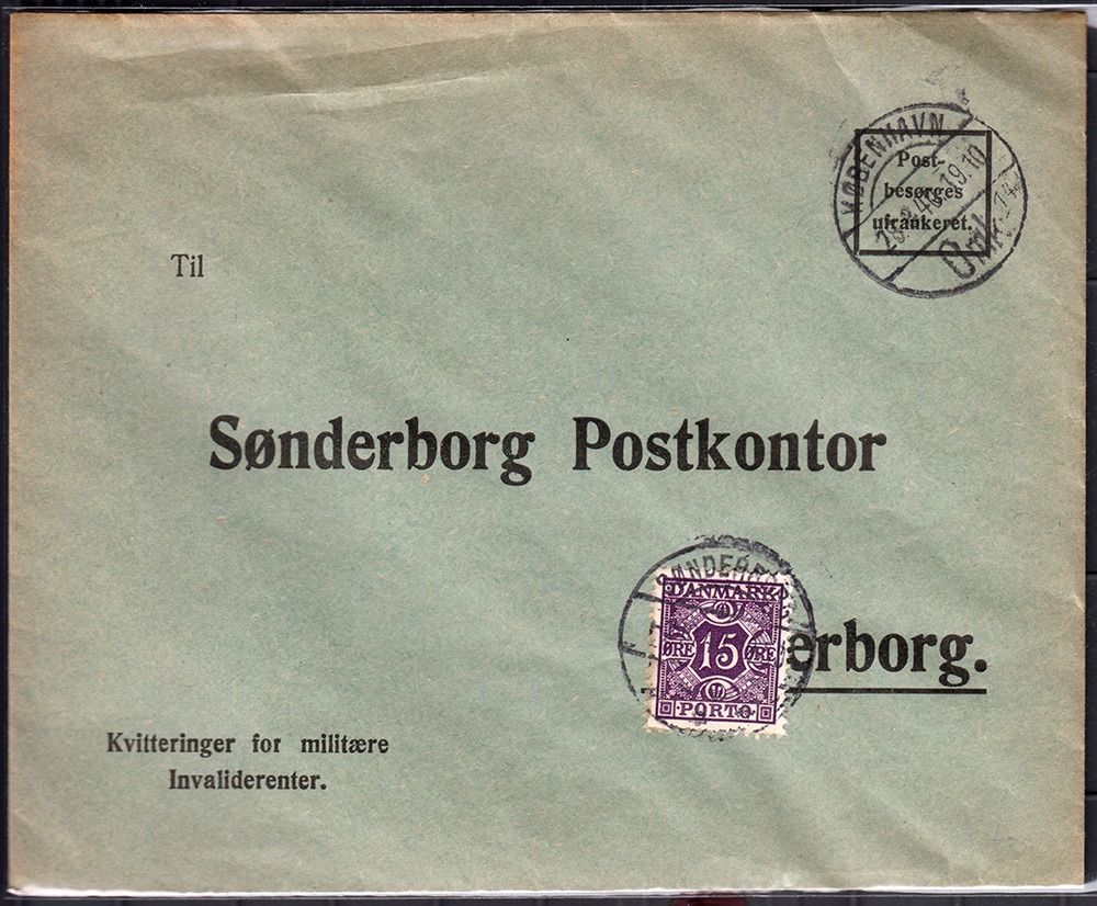 Denmark 1940 Cover with 15 ore violet Postage Due stamp from Copenhagen ...