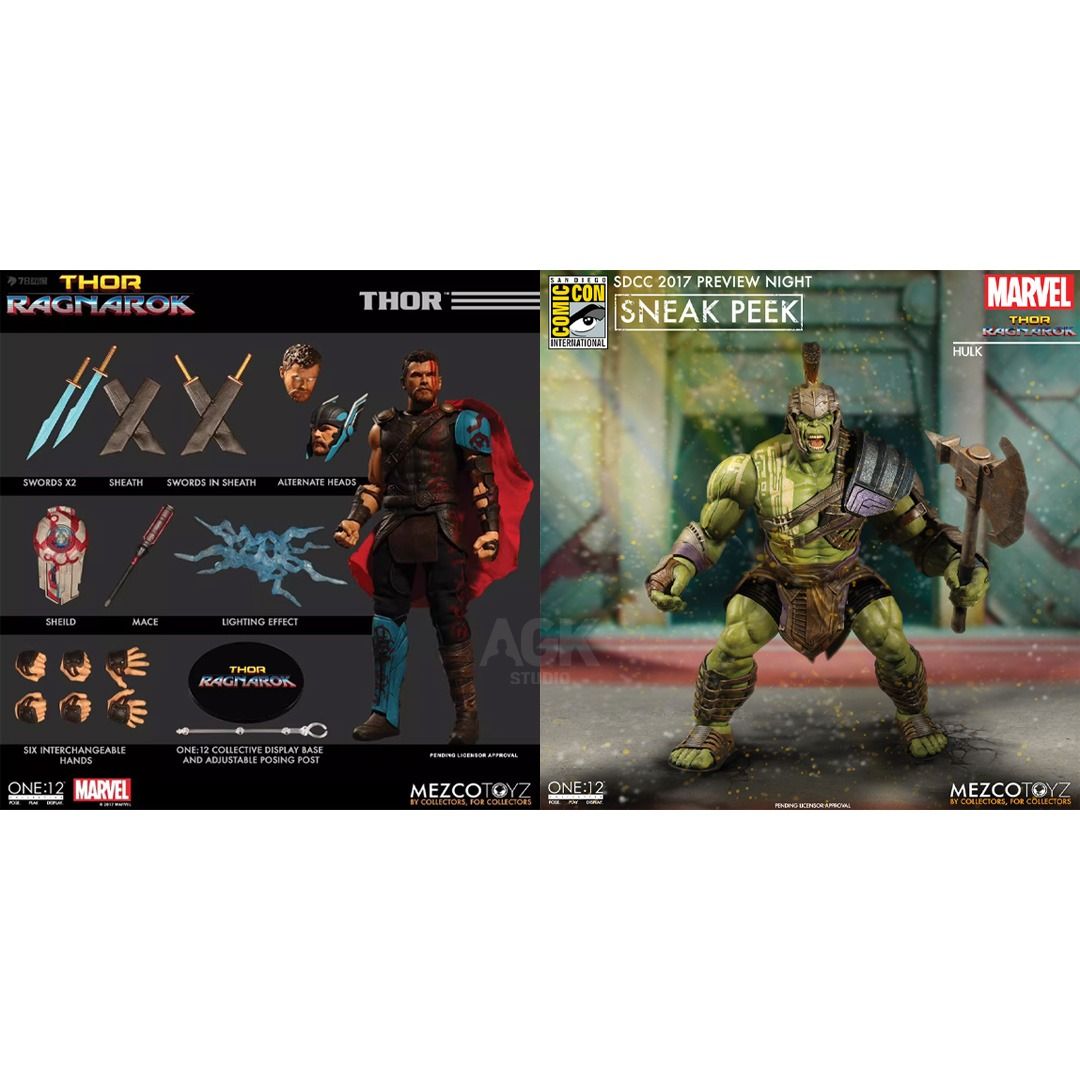 [Displayed] Mezco 1/12 Thor Ragnarok and Hulk Set NOT hot toys, Hobbies ...
