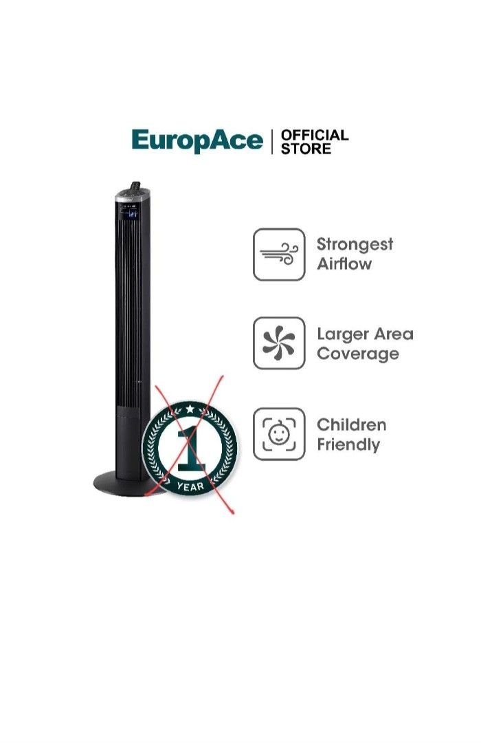 EuropAce Tower Fan - Black - Child-Friendly, Furniture & Home Living ...