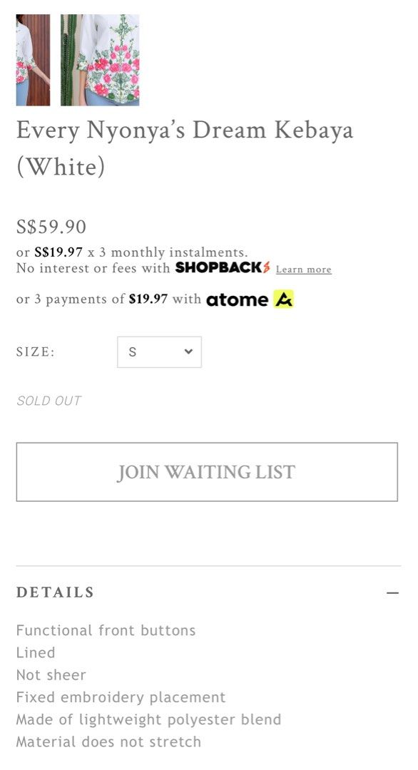 Every Nyonya's Dream Kebaya (White), Women's Fashion, Tops, Blouses on ...