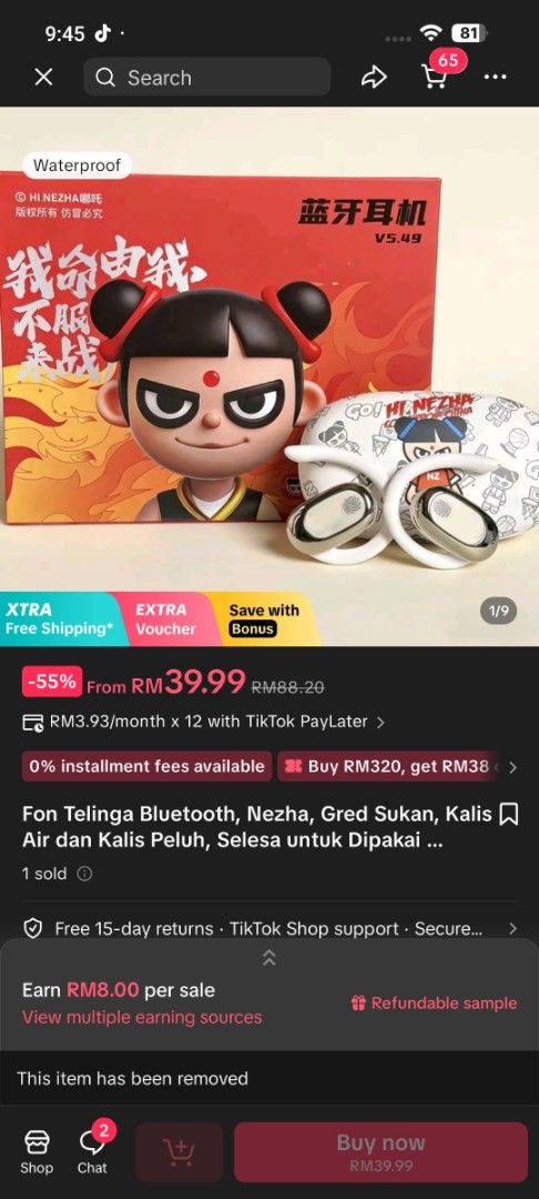 Fon Telinga Bluetooth Nezha Earphones NEW ITEM IN BOX 🎁, Audio ...