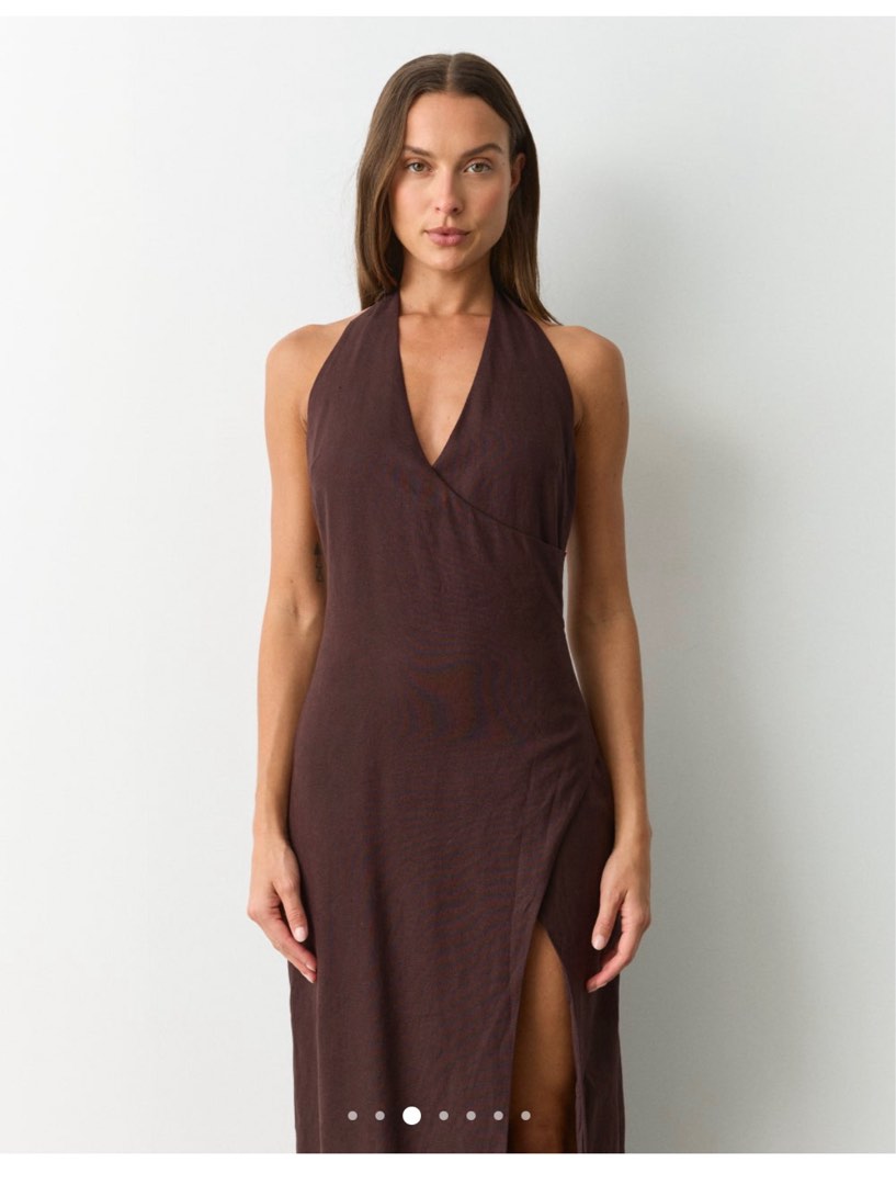 Glasson Linen Blend Halter Maxi Dress, Women's Fashion, Dresses & Sets ...