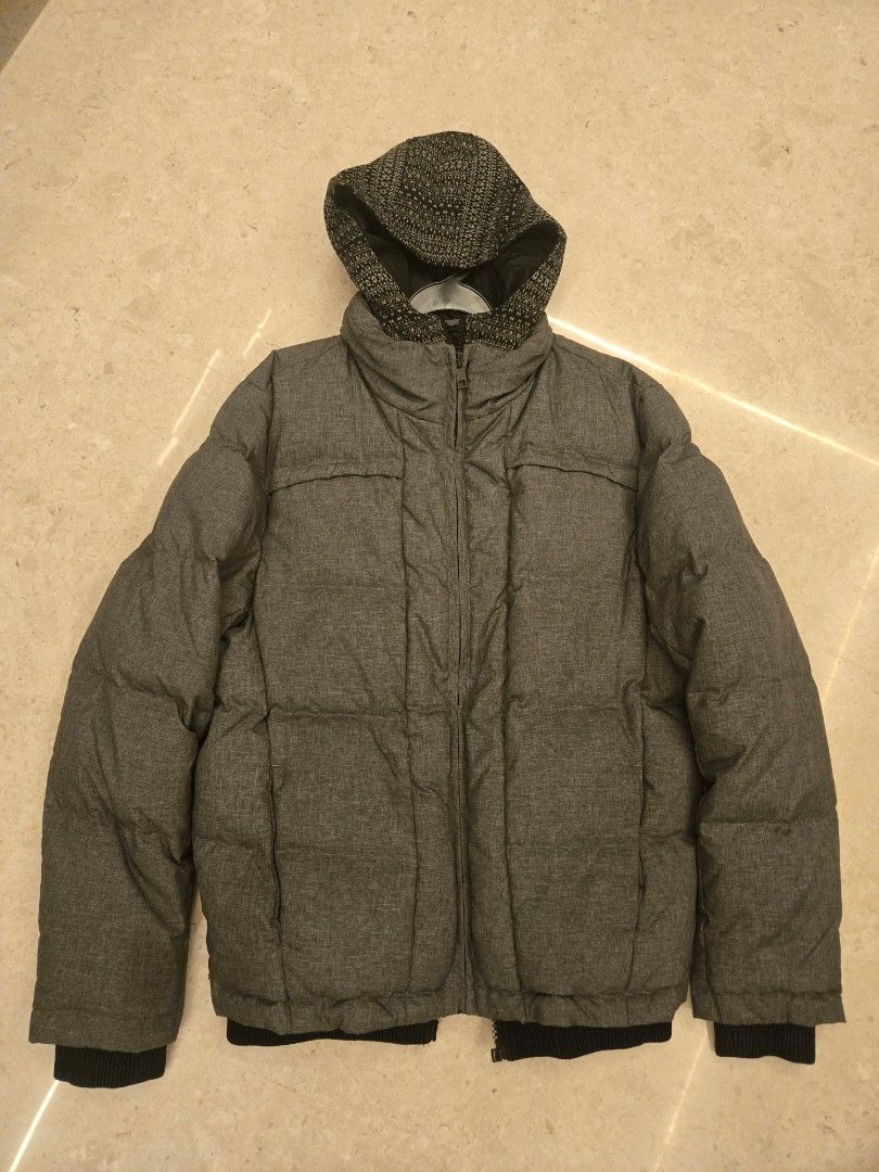 Grey Puffer Jacket with Hood, Men's Fashion, Coats, Jackets and ...