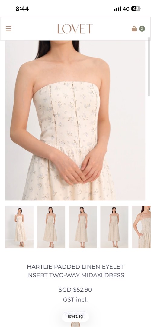 HARTLIE PADDED LINEN EYELET INSERT TWO-WAY MIDAXI DRESS, Women's ...