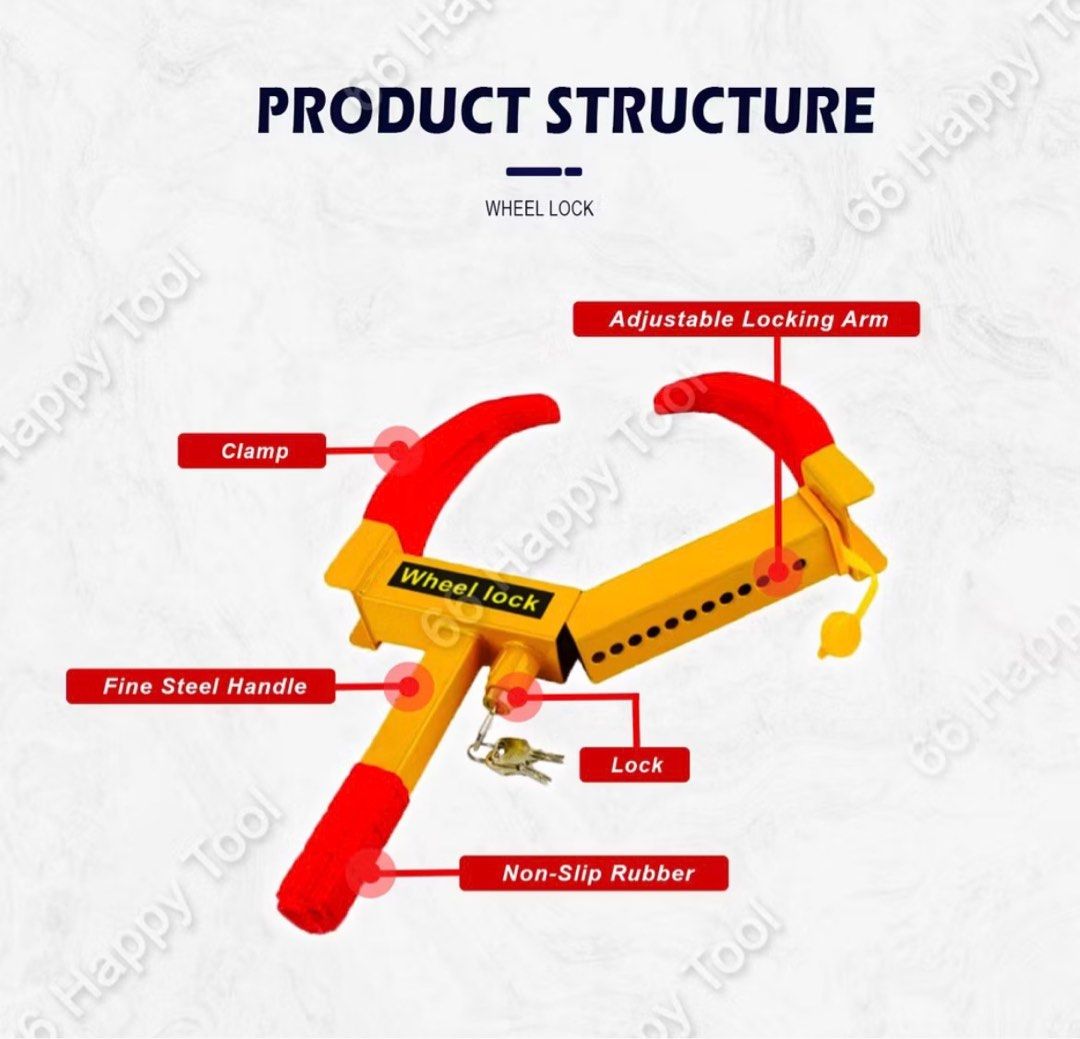Heavy Duty Wheel Lock - Anti-Theft Device, Furniture & Home Living ...