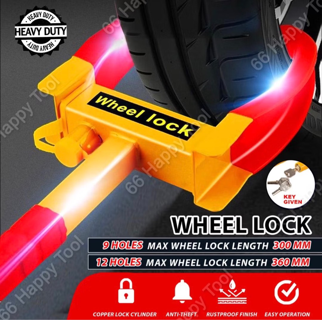 Heavy Duty Wheel Lock - Anti-Theft Device, Furniture & Home Living ...